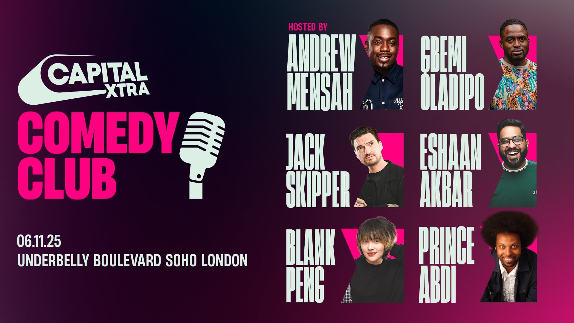 The Capital XTRA Comedy Club returns 6th November 2025